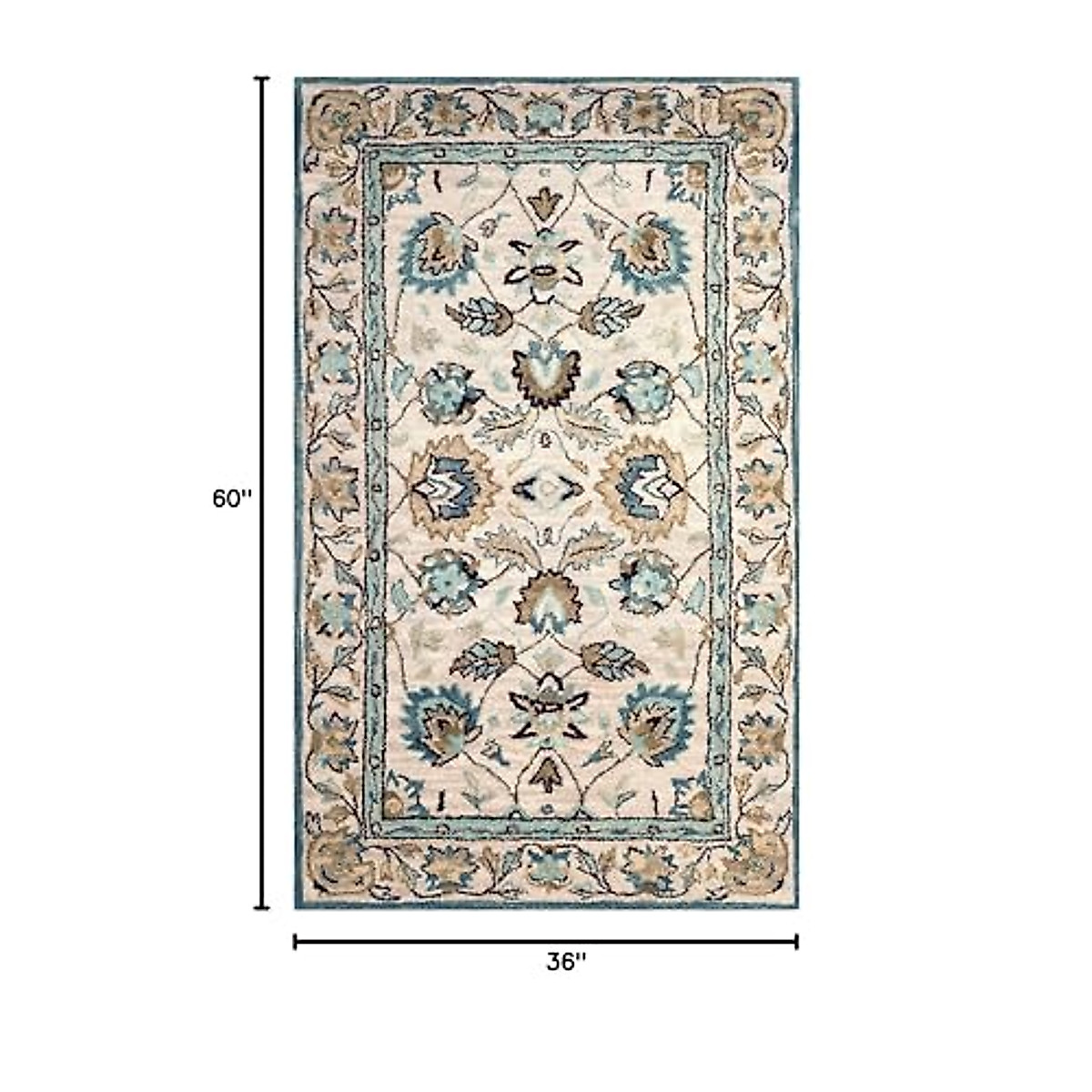 SAFAVIEH Antiquity Collection 3' x 5' Peacock / Blue AT812B Handmade Traditional Oriental Premium Wool Area Rug