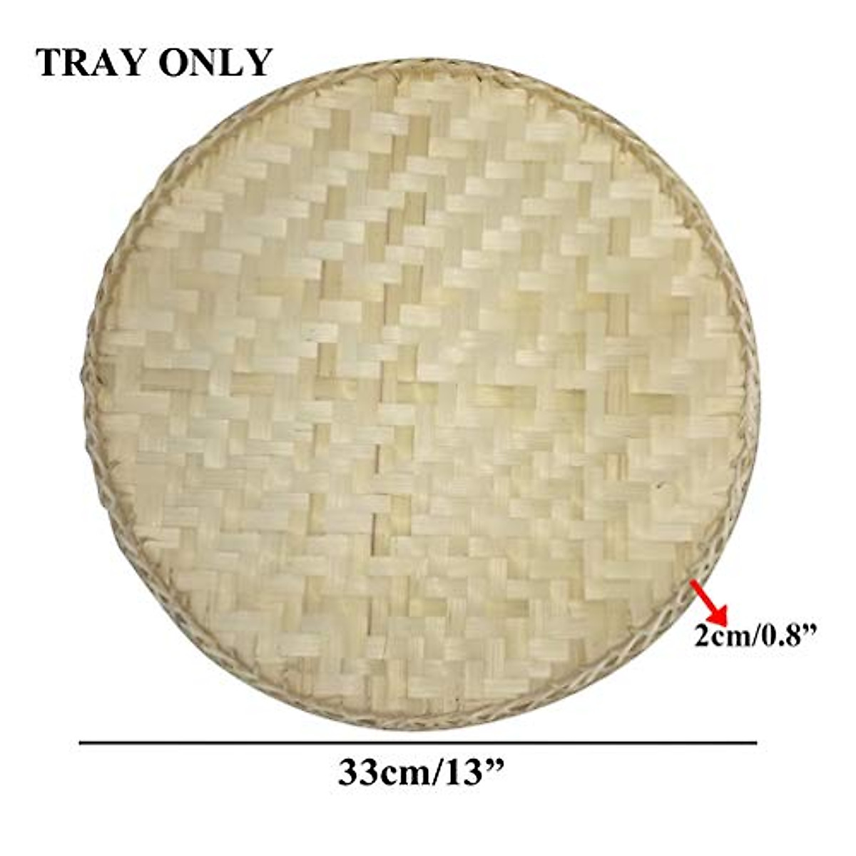 NewFerU Food Serving Tray Table Storage Plate Platter with Handles for 12" Bamboo Woven Dome Lid Cover to Keep out Bugs Flies for Picnic Party Bread Cake Pizza Dry Fruit Dessert Indoor Outdoor (1)