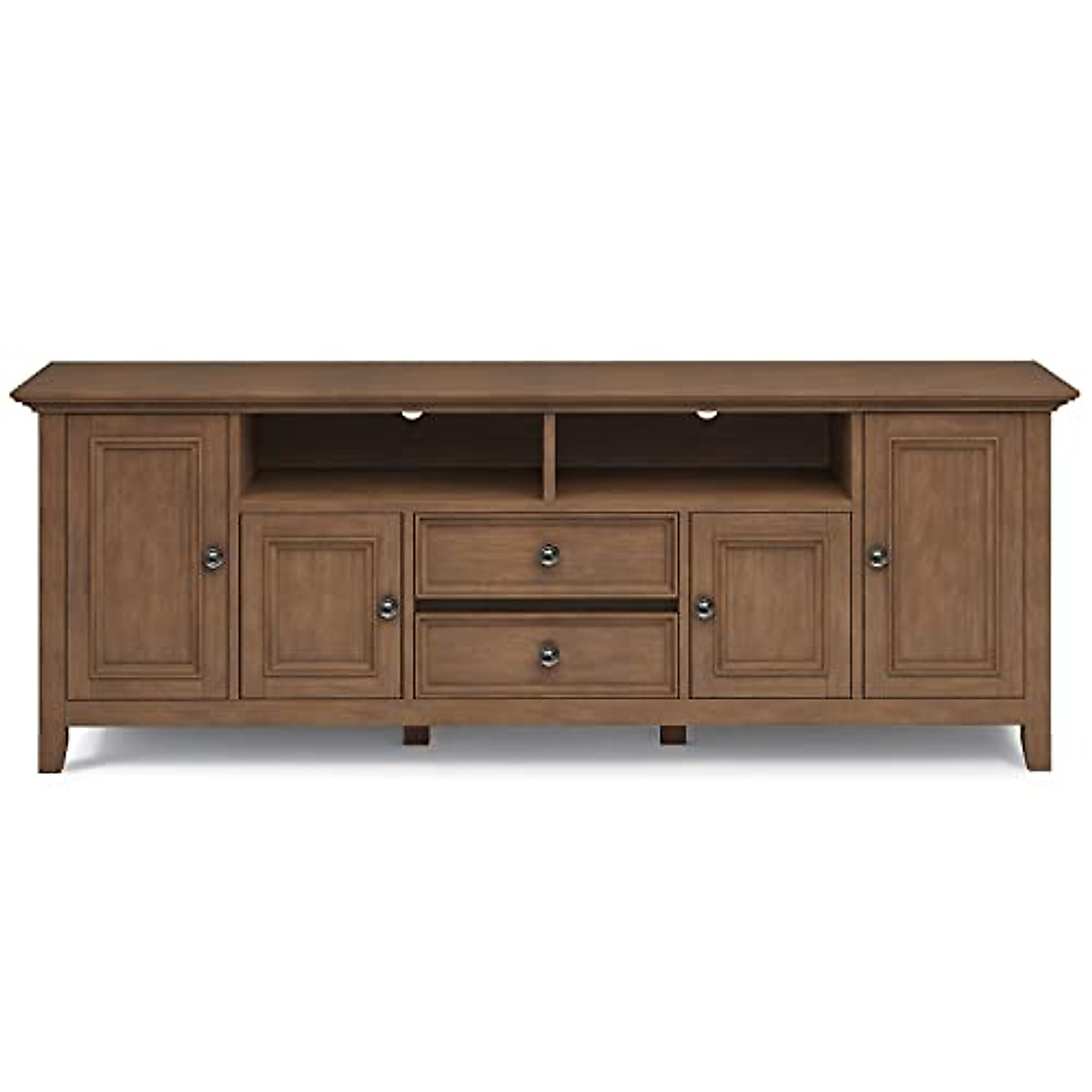 SIMPLIHOME Amherst SOLID WOOD 72 Inch Wide Transitional TV Media Stand in Rustic Natural Aged Brown for TVs up to 80 Inches, For the Living Room and Entertainment Center