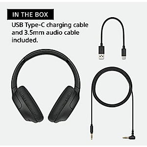 Sony Noise Cancelling Headphones WHCH710N: Wireless Bluetooth Over the Ear Headset with Mic for Phone-Call, Black