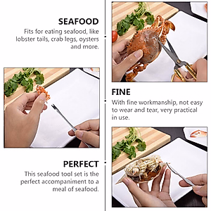Cabilock 8pcs Seafood Tools Set Lobster Crackers and Picks Stainless Steel Seafood Forks Crab Leg Cracker Shrimp Tools Silver