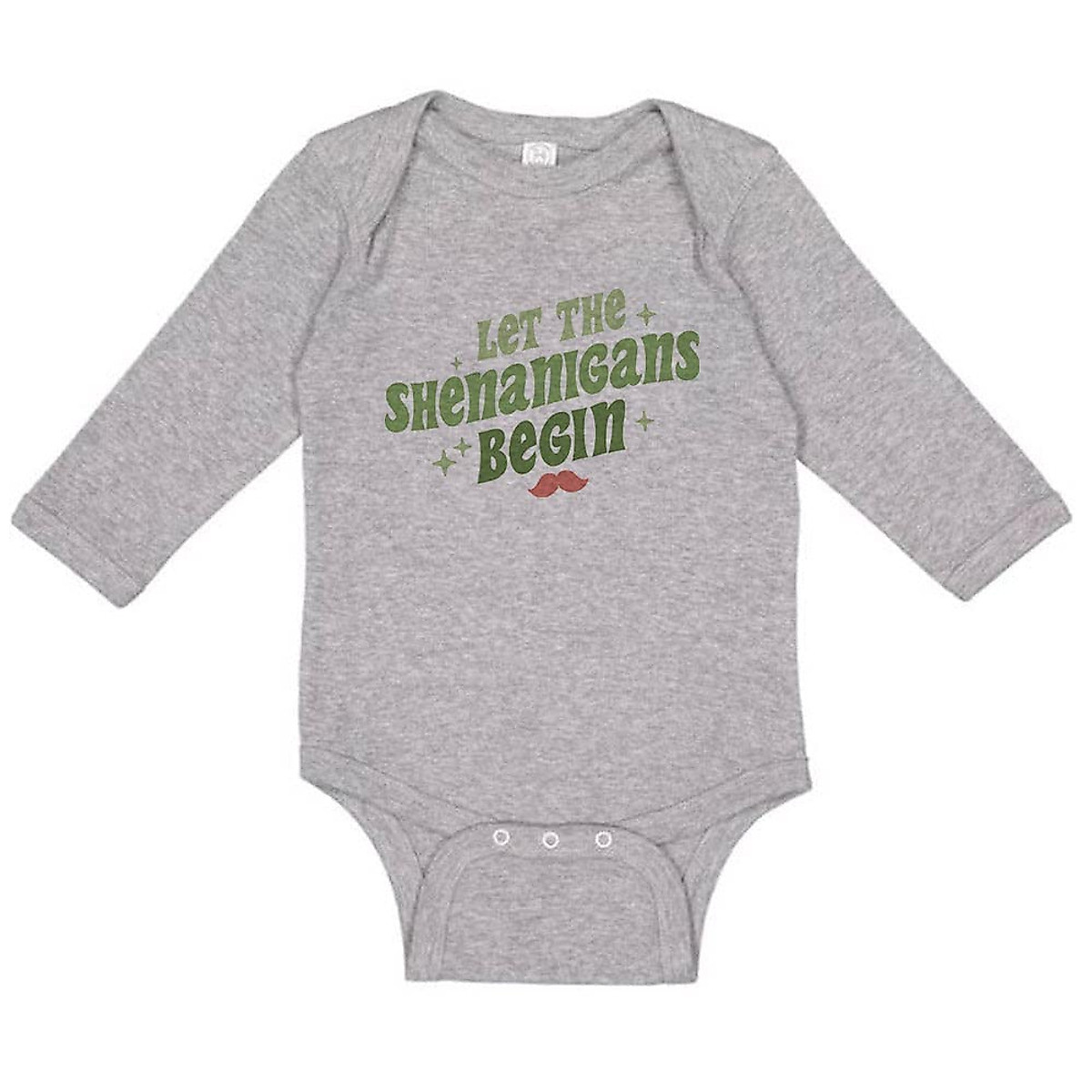 TATY Kids Let The Shenanigans Begin Long Sleeve Baby Infant One Piece Bodysuit 12 Months Heather Grey