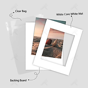 Golden State Art, Acid Free, Pack of 25, 11x14 White Picture Mats Mattes with White Core Bevel Cut for 8x10 Photo + Backing + Bags