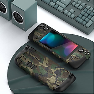 PlayVital Full Set Protective Skin Decal for Steam Deck LCD, Custom Stickers Vinyl Cover for Steam Deck OLED - Army Green Camouflage