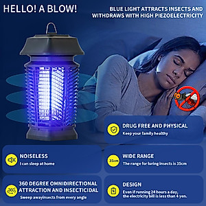 Mosqueda Bug Zapper Outdoor Electric Bug Zapper for Indoor Outdoor Fly Zapper Traps Mosquito Killer for Home, Backyard, Patio, 90-130V, Bug Zapper Indoor