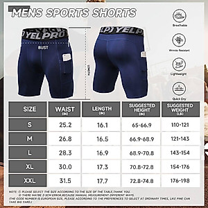Yuerlian Compression Shorts Men with Pocket Spandex Sport Shorts Athletic Workout Running Performance Baselayer Underwear 3 Packs