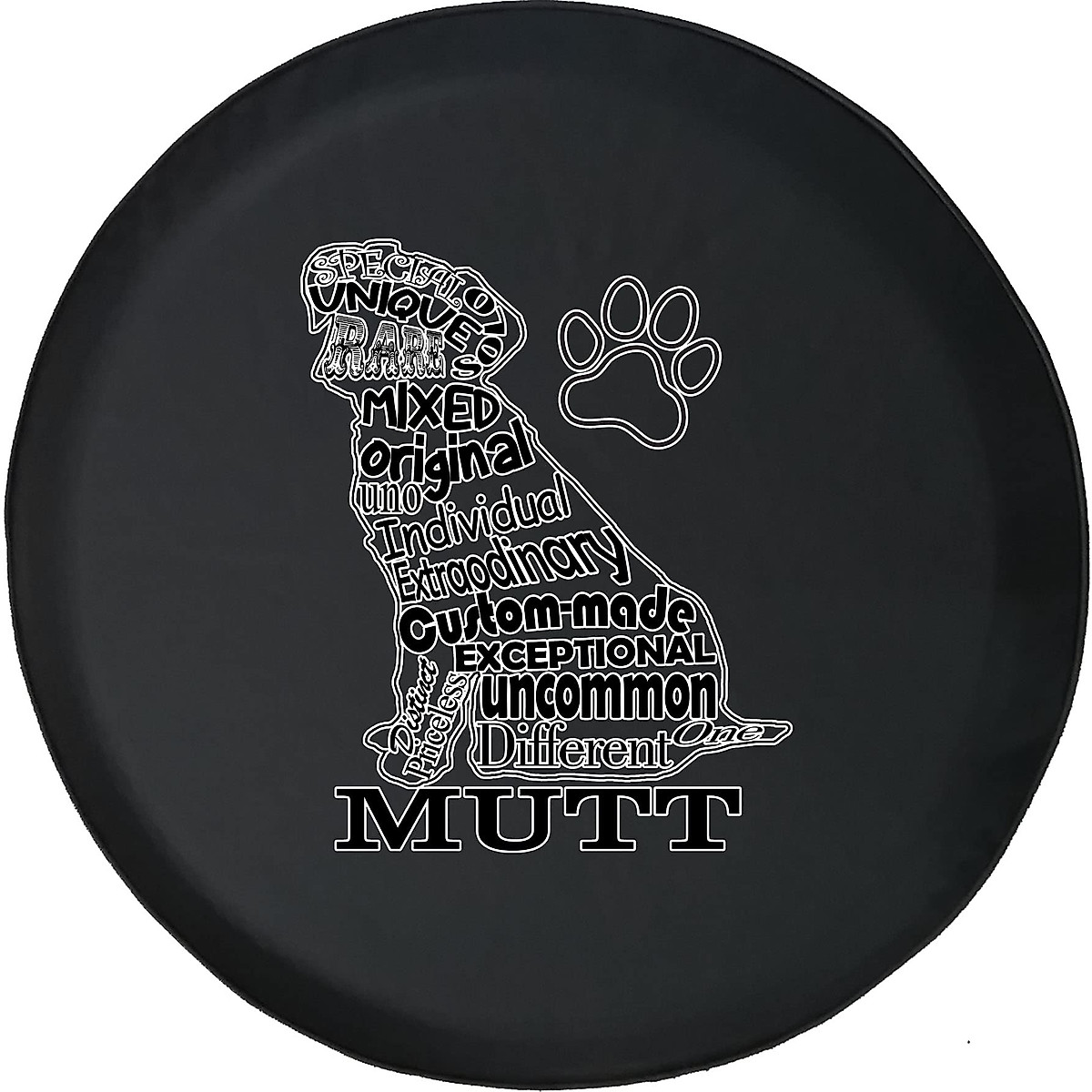 Tire Covers Mutt Dog Paw Print RV Camper Custom Car Spare Tire Covers Size 32 to 33 Inch