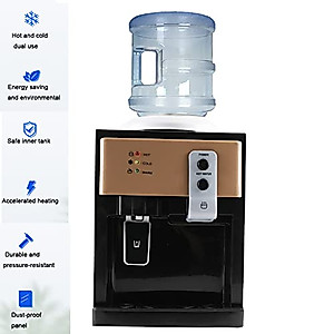 WEBTB Electric Water Dispenser, 3-in-1 Water Cooler Dispenser, with Ice Heat Function Hot, Cold & Room Water, Automatic Temperature Control with Power Cord, Gold