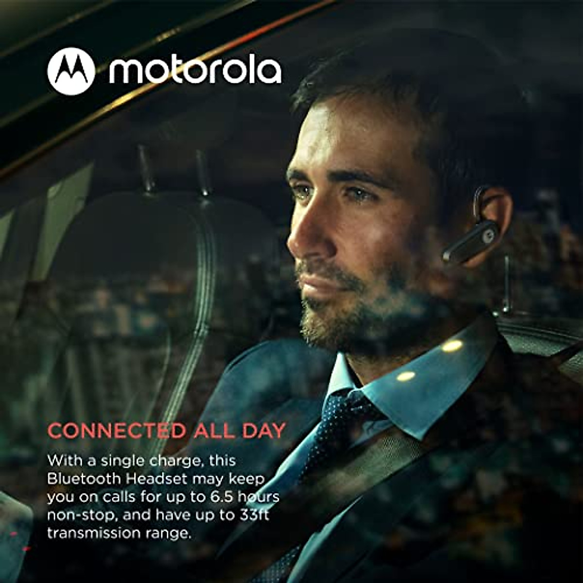 Motorola Bluetooth Earpiece HK125 in-Ear Wireless Mono Headset for Clear Voice Calls - Lightweight, Comfortable Design - 6.5 Hour Talk Time, Voice Assistant Compatible, Multipoint Connectivity