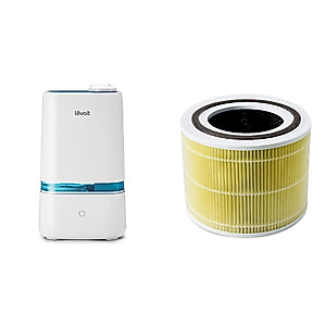 LEVOIT 4L Humidifiers for Bedroom Large Room & Essential Oil Diffuser, Blue & Core 300 Air Purifier Pet Allergy Replacement Filter, 3-in-1 True HEPA, 1 Pack, Yellow