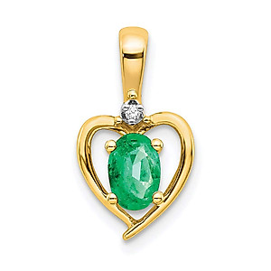 14k Emerald and Diamond Heart Pendant 17mm 10mm style XBS494