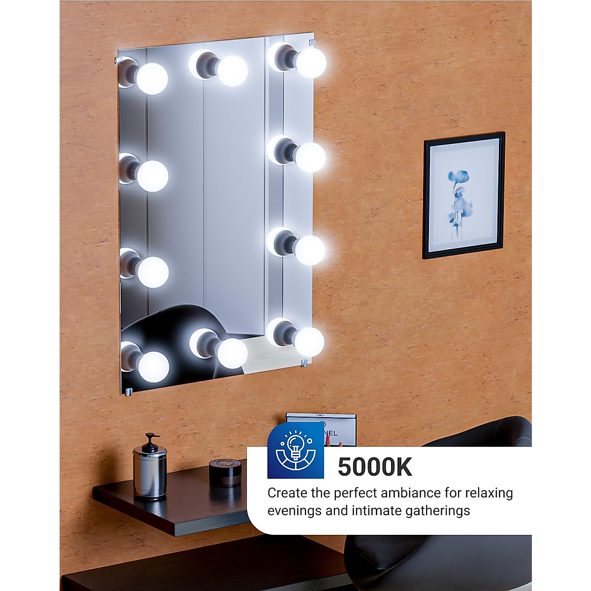 Sunco Lighting - 10 Pack E12 LED Bulbs Candelabra CRI92 5000K Daylight, 5W Equivalent 40W, 450 Lumens, Small Edison Screw Base E12, Non-Dimmable, Frosted Decorative G14 Globe Vanity Light Bulbs UL