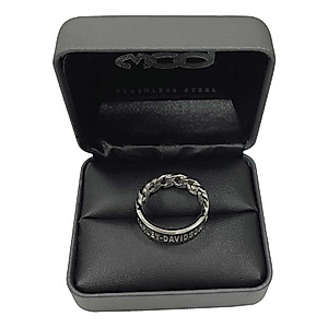 Harley-Davidson Women's H-D Script Bar Curb Link Ring - Stainless Steel (6)