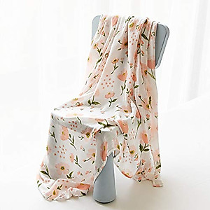 Little Jump 3 Pack Muslin Swaddle Blankets Solid Colors, Large 47 x 47 inches Muslin Blankets for Girls & Boys, Baby Receiving Swaddles, Newborn Gifts (Solid Floral)