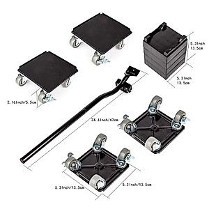 Heavy Duty Furniture Lifter with 4 Sliders for Easy and Safe Moving Kit, Rubber Wheels w Brake 360° Rotatable Appliance Mover Dolly, Table Corner Fixing, Max Up for 1100LBS/500KG (5-Square)