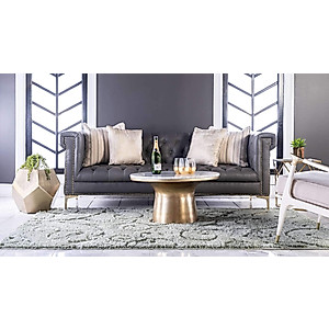 Unique Loom Floral Shag Collection Area Rug-Carved, 4 ft x 6 ft, Green