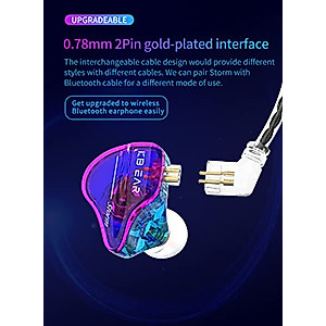 YINYOO KBEAR Storm in-Ear Monitor Headphones with Crystal Clear Sound IEM Earphones with Microphone, inear Wired Earbuds Earphones with Detachable Cable for Video/Music/Calling (Purple, with mic)