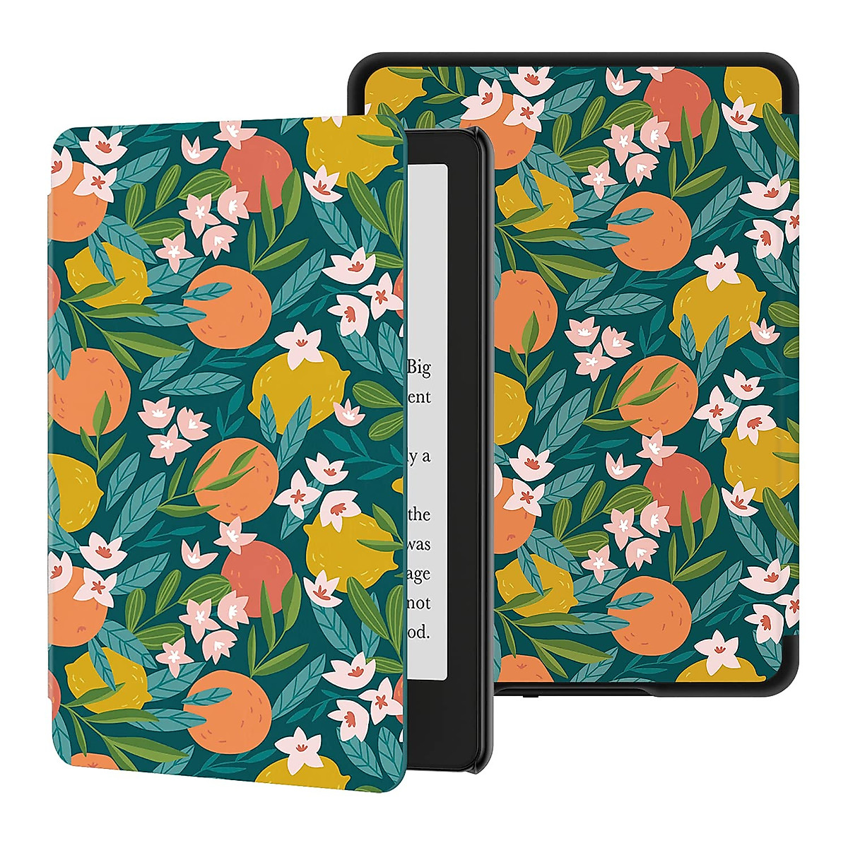 Ayotu Case for 6.8" Kindle Paperwhite 11th Generation 2021 and Signature Edition - PU Leather Cover with Auto Wake/Sleep - Only for Amazon Kindle Paperwhite 2021, The Flowers and Fruits