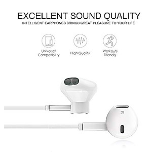 Headphones with Microphone Certified in-Ear Headphone 3.5mm Noise Isolating Earphones Headset for Laptop Tablet Android Smartphones (White) 1-Pack