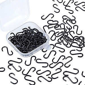 Senkary 100 Pieces 1/2 Inch Mini S Hooks Small S Hooks Stainless Steel S Shaped Hooks for Crafts, Jewelry and Hanging (Black)