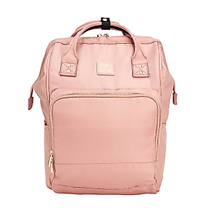 Kah&Kee Nylon Backpack Diaper Bag with Laptop Compartment Waterproof Work Travel School for Women Man (Black)