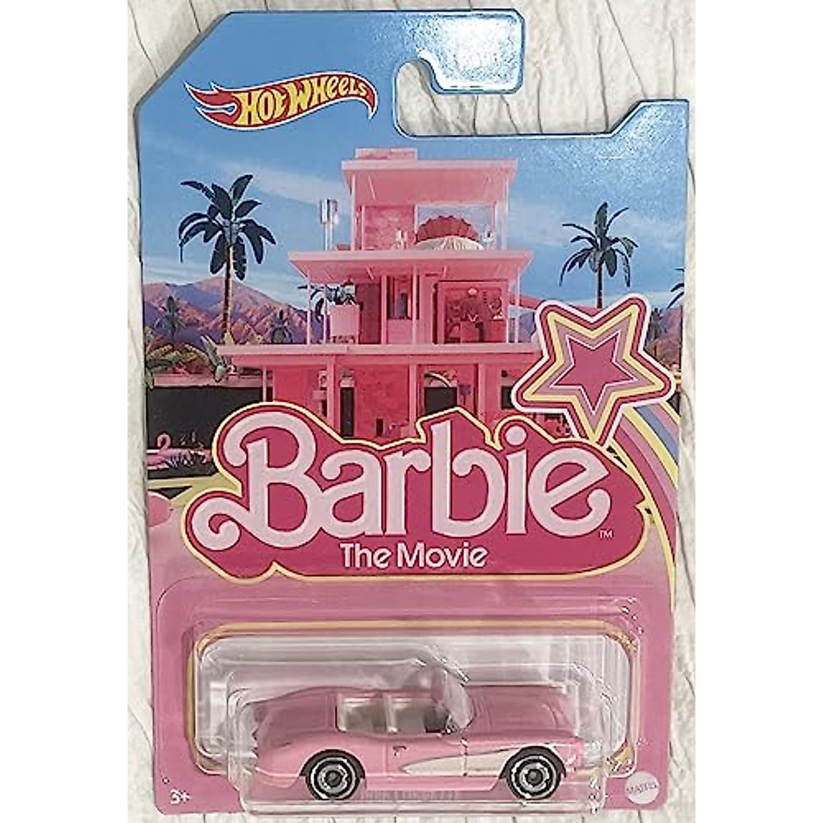 Hot Wheels 1956 Corvette 2023 Barbie The Movie Bundled with Tesla S 1:64 Scale Collectible Die Cast Metal Toy Car Models