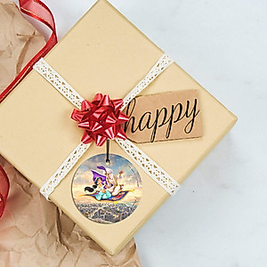 Trend Setters Disney – Aladdin – Princess Jasmine – Flying Carpet Ride - Thomas Kinkade – 3.5” Starfire Prints Hanging Glass Print Accessory - Ideal for Gifting and Collecting Ltd.