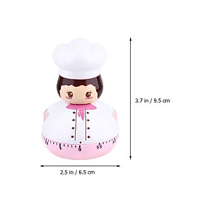 BESTonZON Kitchen Timer 60 Minutes Countdown Timer Mechanical Timer Chef Shaped Alarm Clock Baking Cooking Pink