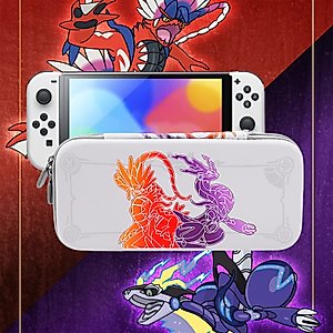 CHIKIXSON Carrying Case Compatible with Violet and Scarlet Switch & Switch OLED, switch accessories with 10 Game Cartridges, Protective Hard Shell Travel Case Pouch for Switch Console