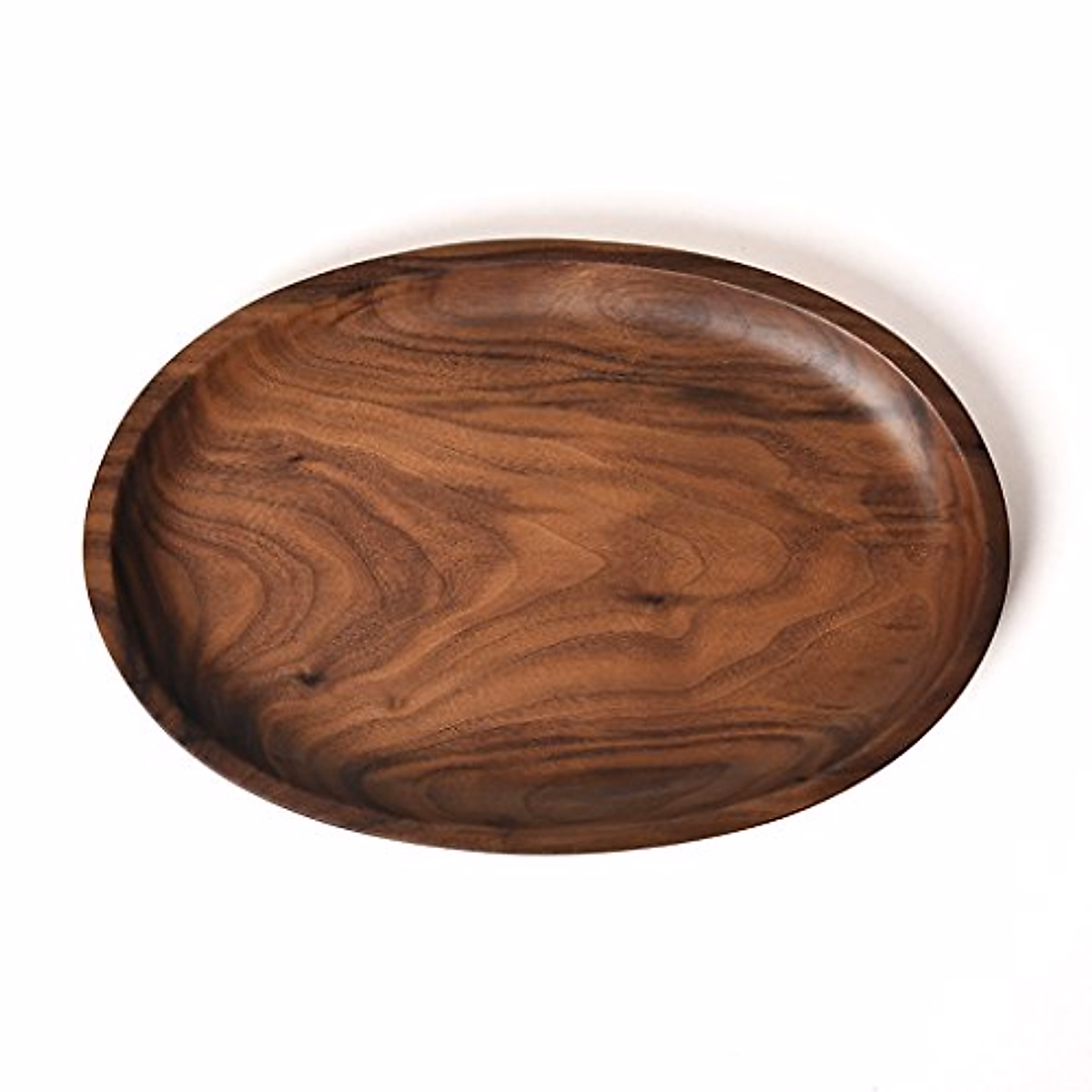 Solid Wooden Serving Tray,Decorative Trays,Serving Platters for Food Fruit Tea Coffee Wine Premium Quality, Eco-friendly, Oval-Shaped - Black Walnut (Small)