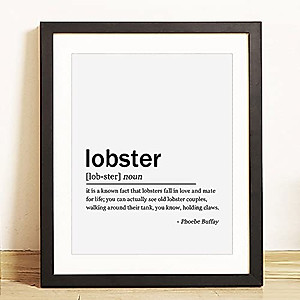 Lobster Definition Print, Friends TV Show Quote, Dictionary Style Prints, Wall Art, Lobster Home Decor, Lobster Print, 8x10 inch - UNFRAMED