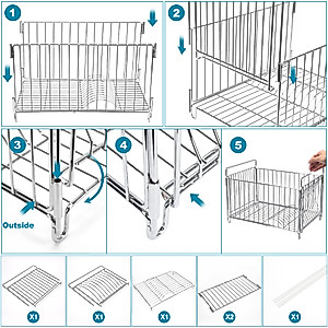 ChengFu Deep Dish Drying Rack and Utensil Cutlery Holder, Deep Large Dish Drying Rack, Dish Racks for Kitchen Counter, Holds 10, 10.5, 12 inch Dinner Plates