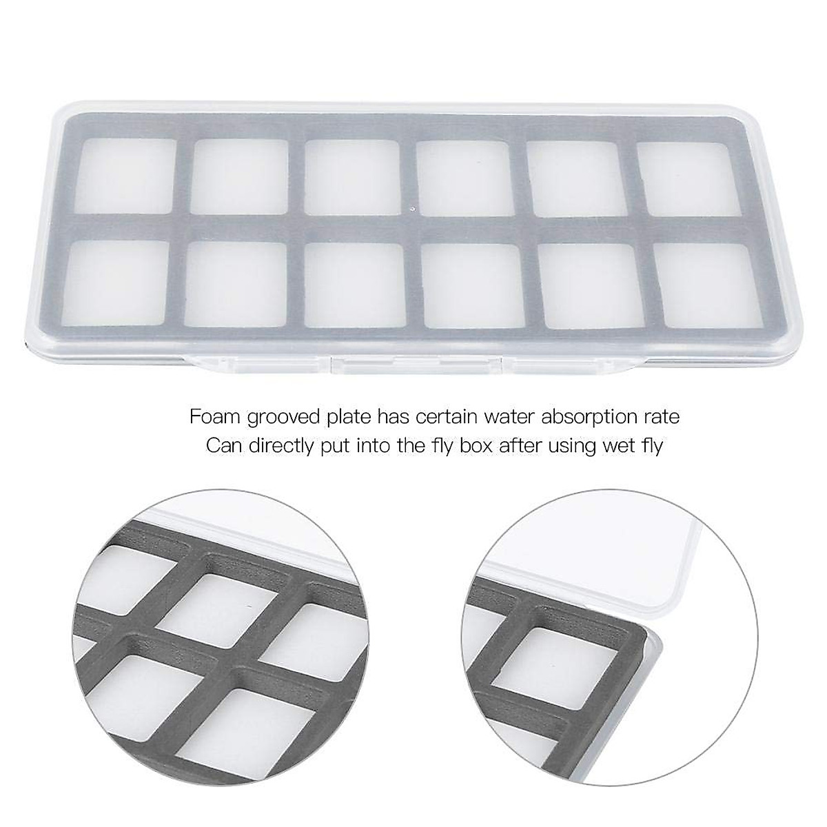 Fishing Tackle Organizer, ABS Magnetic Fly Fishing Storage Box Fish Hook Lure Tackle Case with Foam Accessory(12 Grid)