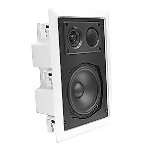 Pyle Ceiling Wall Mount Enclosed Speaker - 400 Watt Stereo In-wall / In-ceiling 8" Enclosed Full Range Deep Bass Speaker System - 50Hz-20kHz Frequency Response, 4-8 Ohm, Flush Mount - PDIW87 White