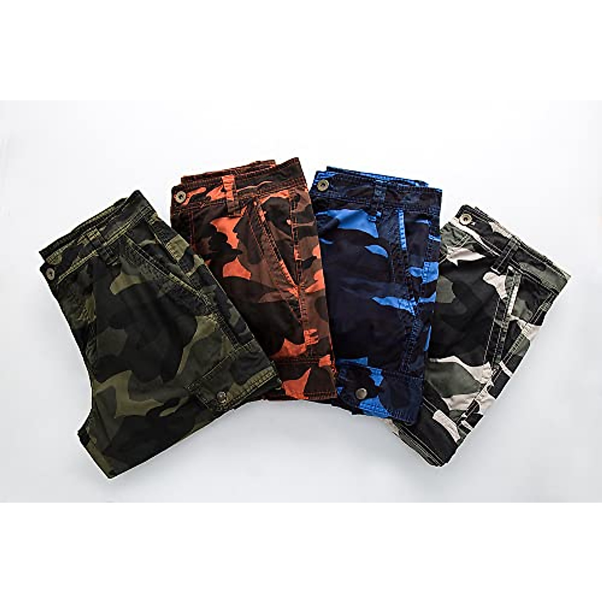 IDEALSANXUN Cargo Shorts for Men Casual Summer Bermuda Hiking Cotton Tactical Military Work Camo Cargo Pants, Camo Blue, 36