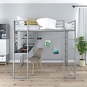 DHP Adobe Loft Bed, Silver, Full