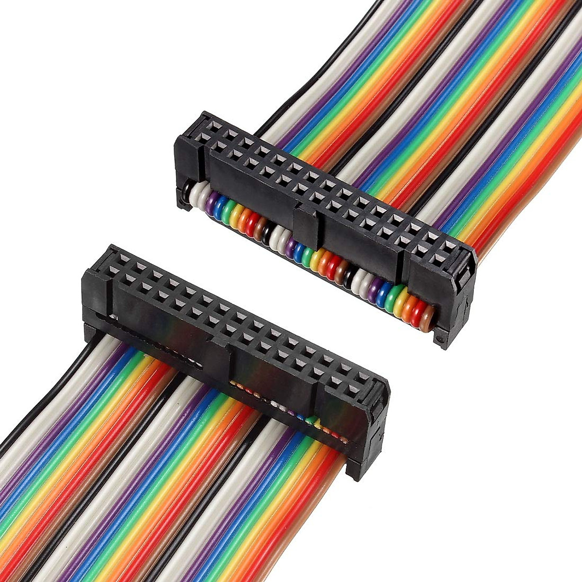 uxcell IDC Rainbow Wire Flat Ribbon Cable 30P A-type FC/FC Connector 2.54mm Pitch 1m/39.3inch Length