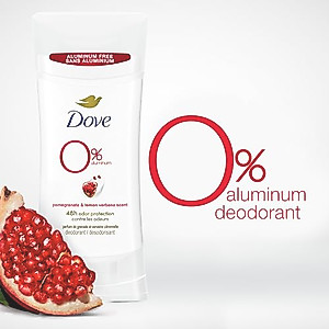 Dove 0% Aluminum Deodorant Stick Pomegranate and Lemon Verbena 4 Count Non-irritating Deodorant for Underarm Care Kindest Aluminum free Deodorant 2.6 oz
