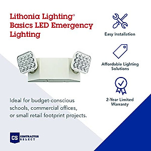 Lithonia Lighting EU2C M6 Emergency Light with 2 LED Lamps, Square, Ivory White