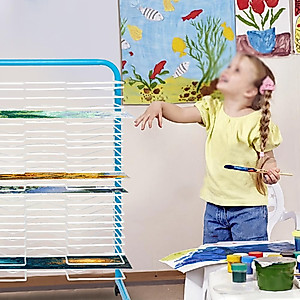 Yeeoy 25 Shelf Art Drying Rack for Art Studios & Classrooms, Mobile Metal Paint Drying Rack with Wheels, Art Storage Rack Art Canvas Organizer for Kids, White