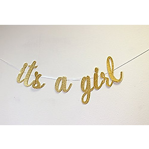 All About Details It's A Girl Cursive Banner, 1set, Baby Shower Banner, Baby Shower Party Decoration (Gold)
