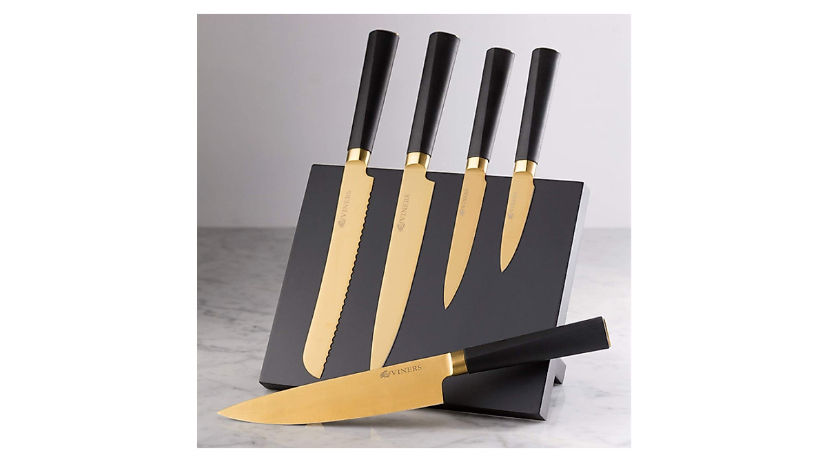 Viners Titan Gold 6-Piece Knife Set with Magnetic Block