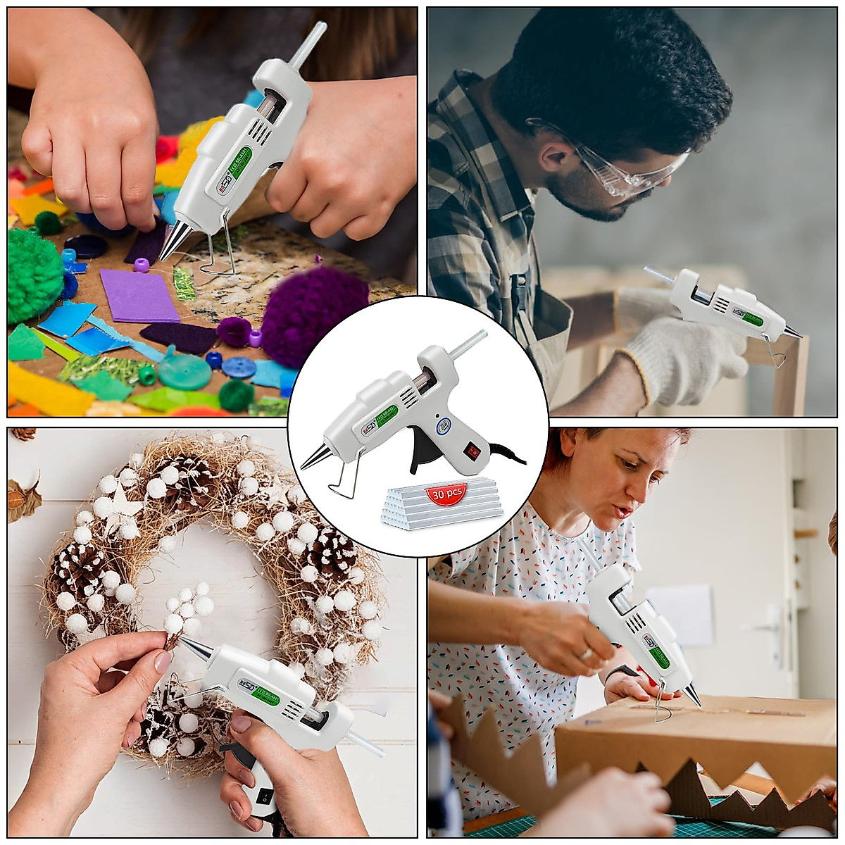 Krightlink Hot Glue Gun Kit with 30 Glue Sticks, Fast Preheating Hot Melt, High Temp for School Crafts DIY Arts and Quick Home Repairs (20w)