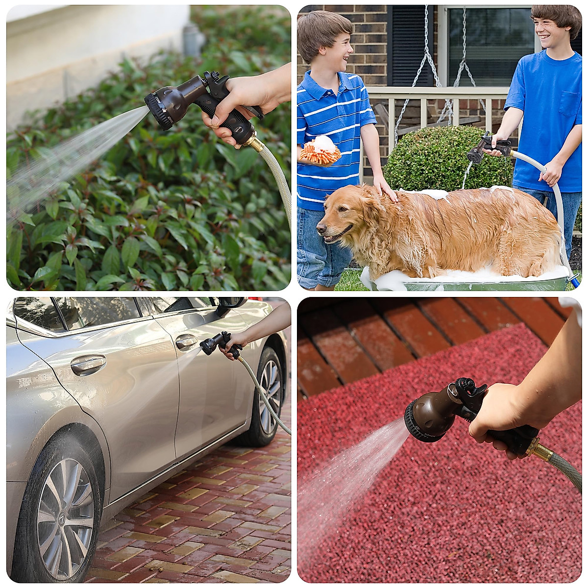 IDEALHOUSE Retractable Garden Hose Reel, 1/2 in x 100 ft Wall-mounted Hose Reel, with 9- Function Sprayer Nozzle, Any Length Lock/180° Swivel Bracket/Automatic Rewind/Slow Return System/Easy Watering