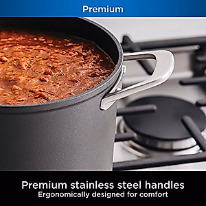 Ninja C30465 Foodi NeverStick Premium 6.5-Quart Stock Pot with Glass Lid, Hard-Anodized, Nonstick, Durable & Oven Safe to 500°F, Slate Grey