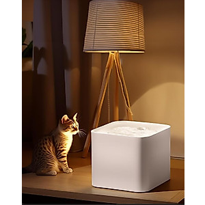 Cat Water Fountain,luti 67 oz/2.0L Automatic Water Fountain for Cats Inside with LED Light for Cats, Dogs, Multiple Pets, Replacement Filters Included, White