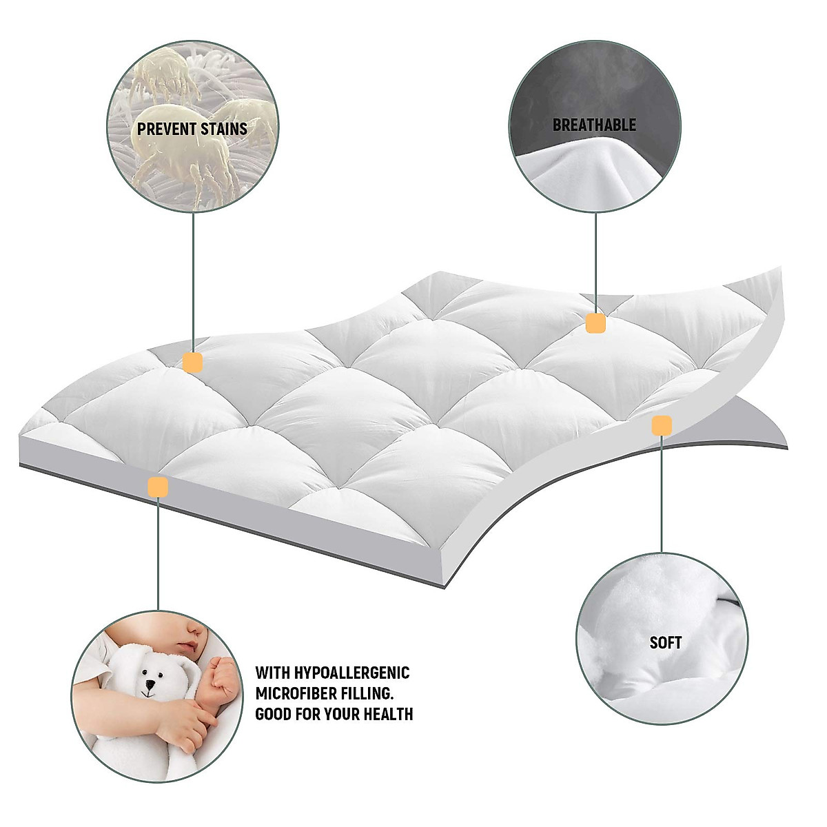 MINOROTY Mattress Topper Full Size, Extra Thick Plush Mattress Pad Cover Topper, Cooling Pillow Top with 8-21Inch Deep Pocket