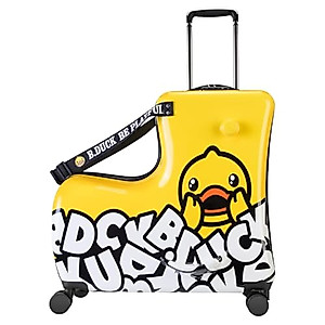 AO WEI LA OW Travel Suitcases PC Kids' Luggage Suitcase with Wheels Ride-On Rolling Trolley Case Fits to Kid 6-12 Years Old (Checkd-24-Inch)