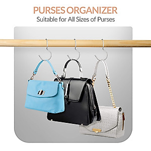 ZEDODIER 14 Pack Purse Hooks for Closet, Backpack Hanger Bag Holder, Closet Accessories Organizer S Hook for Hanging Purses, Handbags, Bags, Belts, Scarves, Hats, Clothes, and Plant, Silver