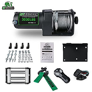 STIMULATER 3000lb ATV/UTV Winch,Electric Winch 12V,Winch with Steel Cable,Steel Wire Winch with Wireless Remote and Wired Remote,with Hawse Fairlead,IP67 Waterproof,Suitable for Most ATVs and UTVs